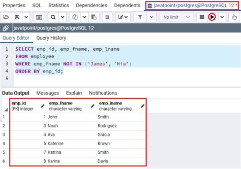 postgresql not in condition postgresql 教程 编程字典