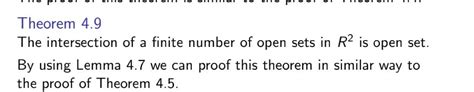 solved theorem 4 9 the intersection of a finite number of