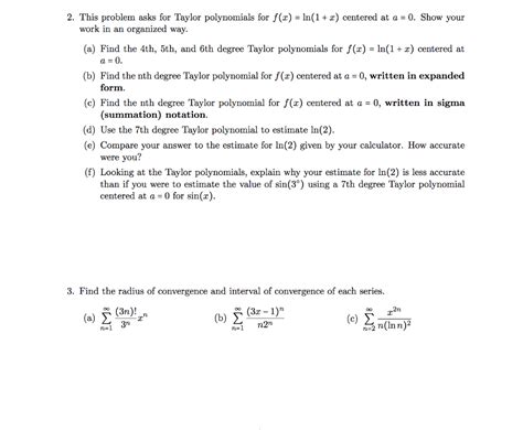solved 2 this problem asks for taylor polynomials for f x