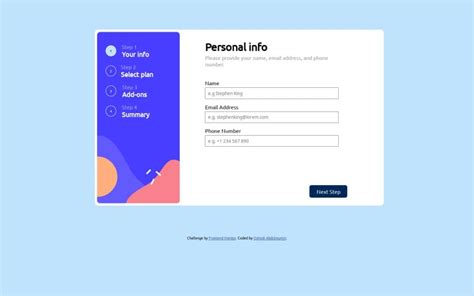 Frontend Mentor Multi Step Form Main Coding Challenge Solution