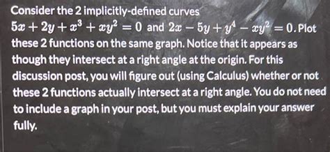solved consider the 2 implicitly defined curves