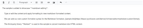 Markdown In Blazor RichTextEditor Syncfusion