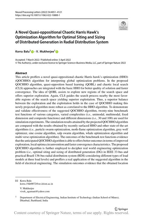 a novel quasi oppositional chaotic harris hawk s optimization algorithm for optimal siting and