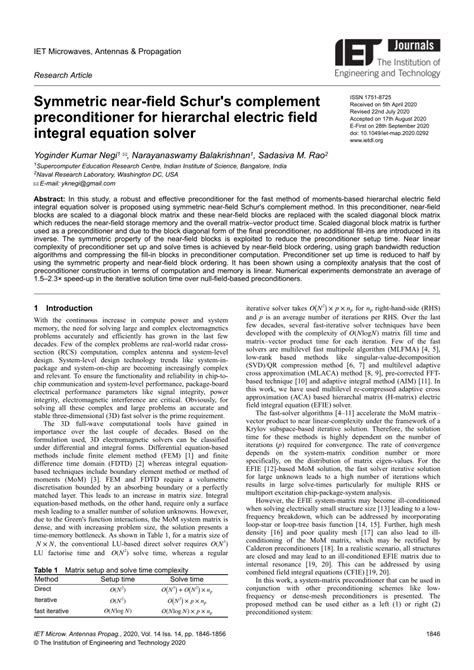 pdf symmetric near field schur s complement preconditioner for hierarchal electric field