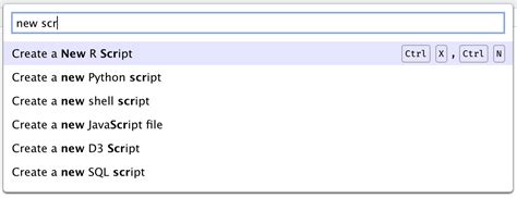 RStudio User Guide Command Palette