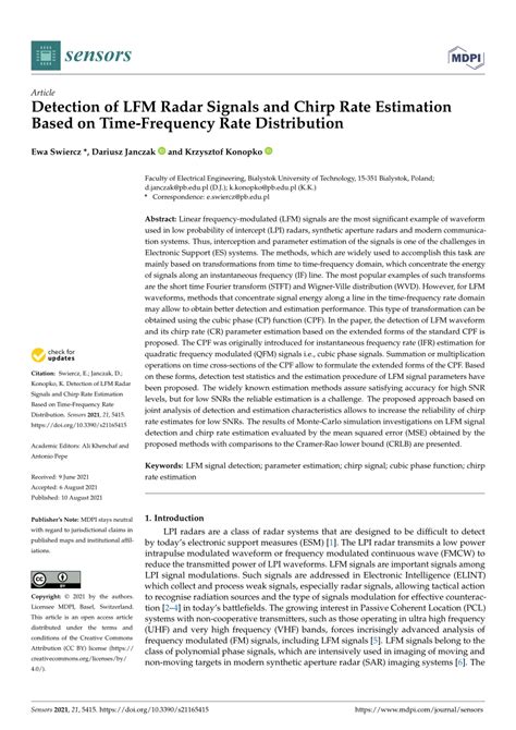 pdf detection of lfm radar signals and chirp rate estimation based on time frequency rate