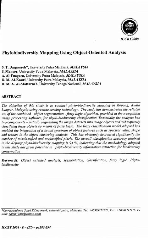 pdf phytobiodiversity mapping using object oriented analysis
