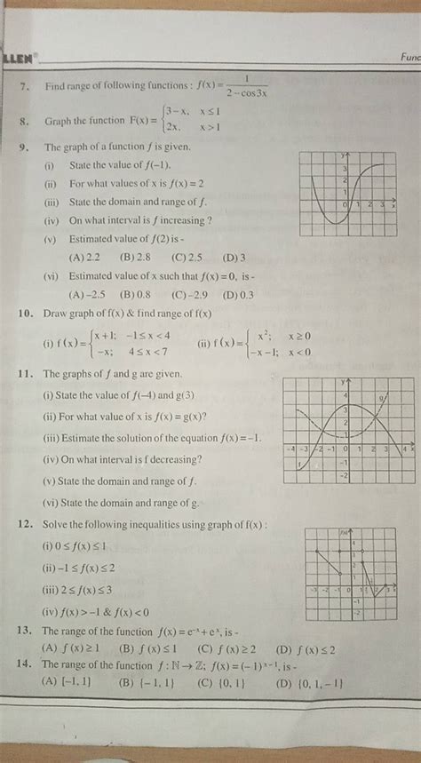7 find range of following functions f x 2−cos3x1 8 graph the functio