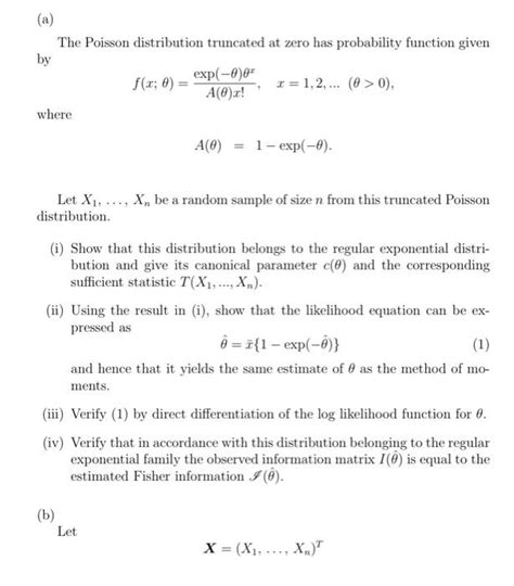 solved a the poisson distribution truncated at zero has