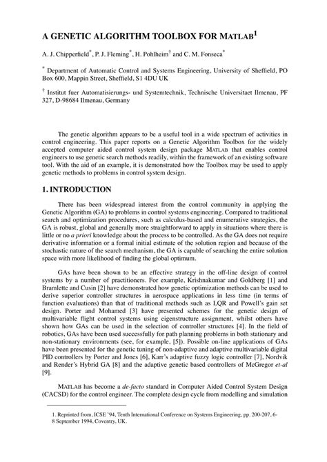 pdf a genetic algorithm toolbox for matlab