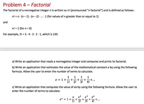 solved problem 4 factorial the factorial of a nonnegative