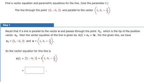 solved find a vector equation and parametric equations for
