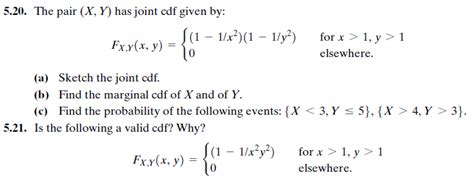 solved 5 20 the pair x y has joint cdf given by