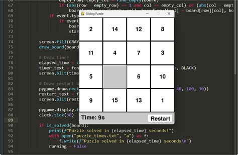 sliding puzzle game with pygame python programming