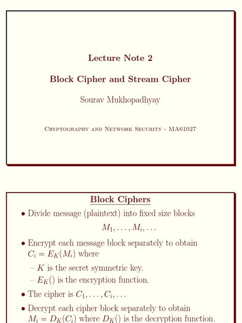 lecture note 2 block cipher and stream cipher sourav mukhopadhyay download free pdf