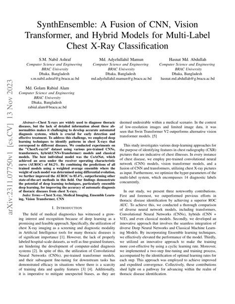 pdf synthensemble a fusion of cnn vision transformer and hybrid models for multi label