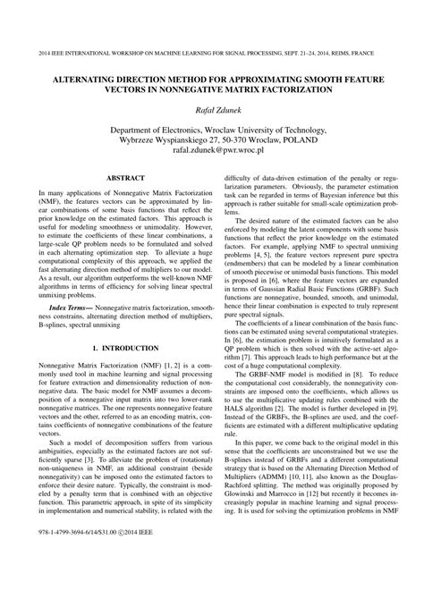 pdf alternating direction method for approximating smooth feature vectors in nonnegative