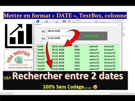 VBA Rechercher Entre 2 Dates Sans Codage Formater Colonne Dans ListBox