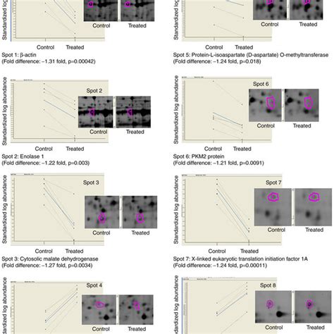 Differential Protein Expressions Of The 8 Proteins Identified By Tandem