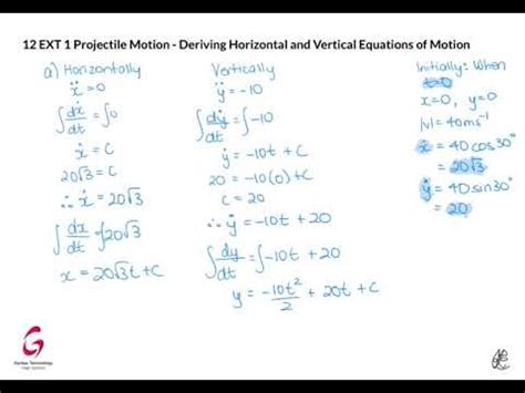 12 EXT 1 Projectile Motion Deriving Horizontal And Vertical Equations