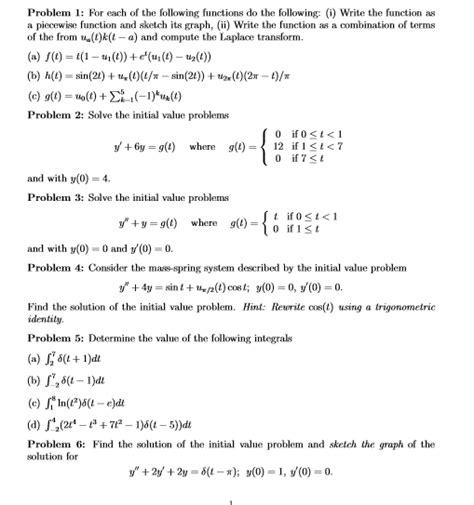 solved problem 1 for each of the following functions do the
