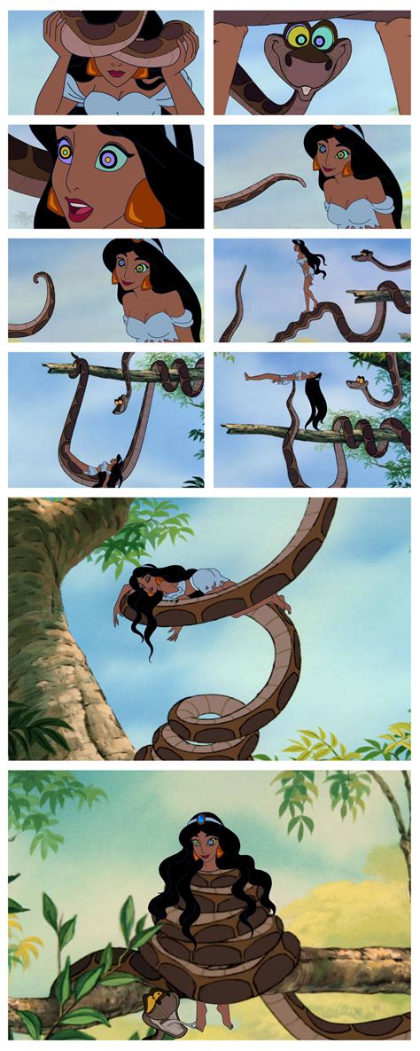 Princess Jasmine And Kaa Kissing