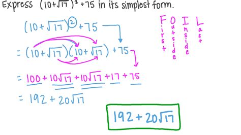 question video simplifying numerical expressions involving square roots nagwa