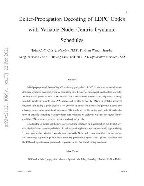 belief propagation decoding of ldpc codes with variable node centric dynamic schedules deepai