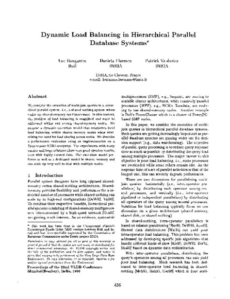pdf dynamic load balancing in hierarchical parallel database systems daniela florescu