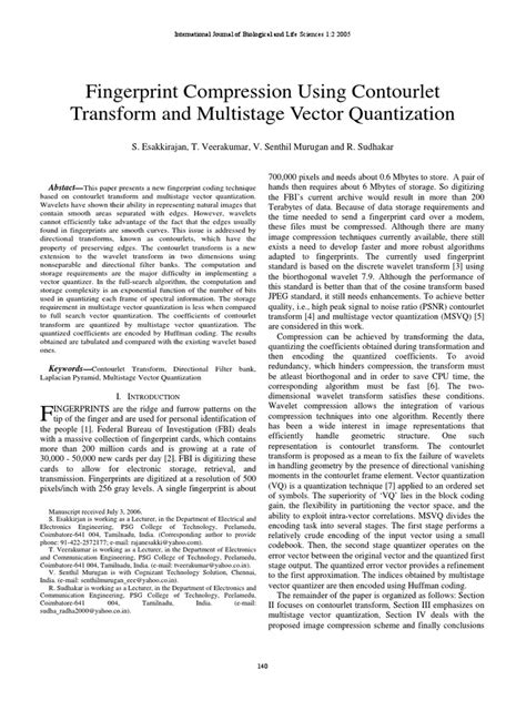 fingerprint compression using contourlet transform and multistage vector quantization pdf