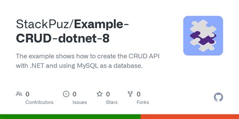 GitHub StackPuz Example CRUD Dotnet 8 The Example Shows How To