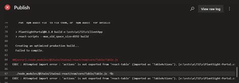 exec attempted import error actions is not exported from react table imported as