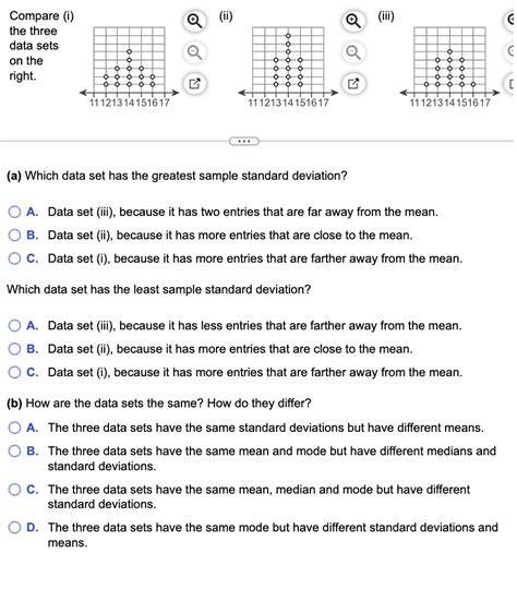 solved compare i ii iii the three data sets on the