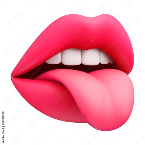 Illustrazione Stock Cartoon Sexy Womans Half Open Mouth With Teeth And Tongue Sticking Out