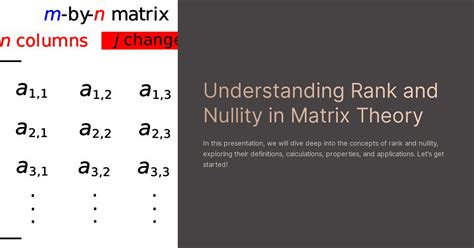 understanding rank and nullity in matrix theory
