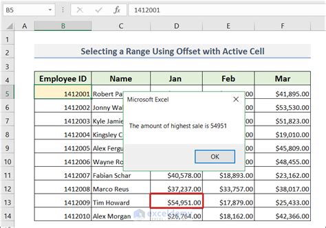 excel vba select range with offset based on active cell