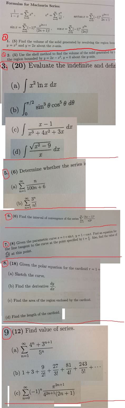 solved 1 1 x xn ex xn n arctan x 1 n x 2n