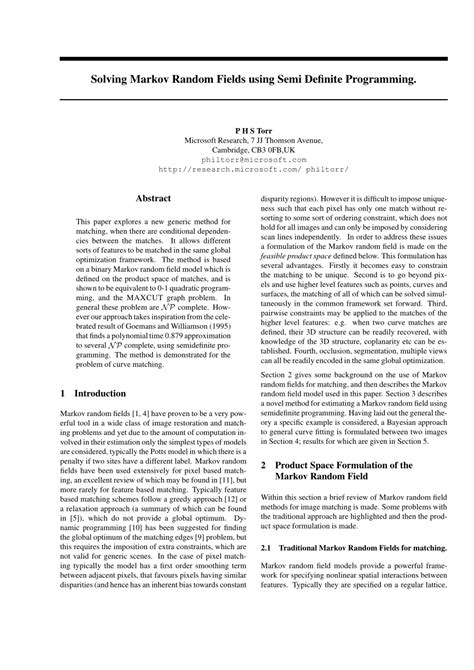 pdf solving markov random fields using semi definite programming