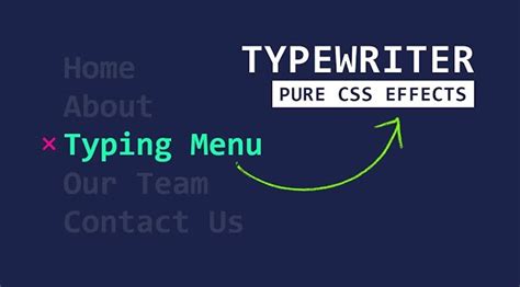 CSS Text Typing Menu Item Hover Effects CSS Typewriter Animation