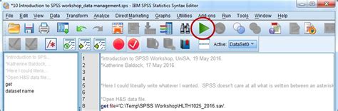 introduction to spss using syntax to open and name a dataset learnonline