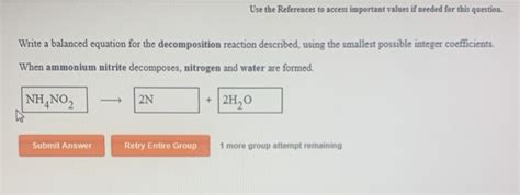 solved write a balanced equation for the decomposition