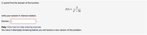 solved 1 point find the domain of the function f x x2−8x5