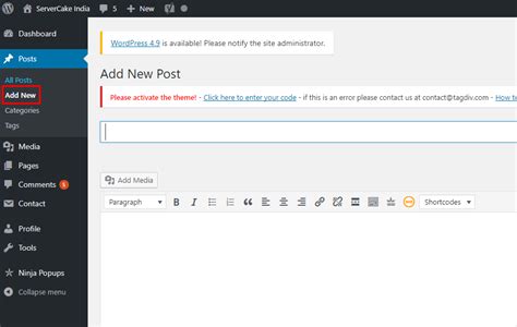 how to add a blog post in wordpress servercake