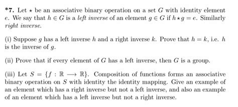 solved 7 let be an associative binary operation on a set