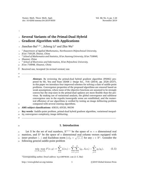 pdf several variants of the primal dual hybrid gradient algorithm with applications