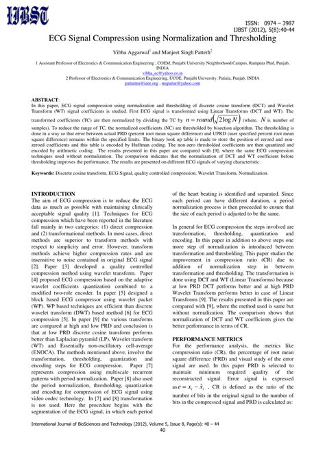 pdf ecg signal compression using normalization and thresholding