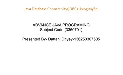 java database connectivity with mysql ppt