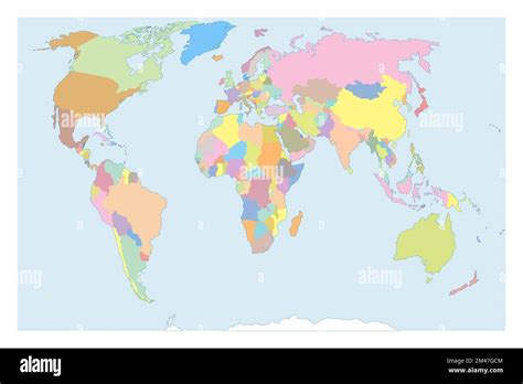 Colorful Political World Map Isolated On White Background Stock Vector