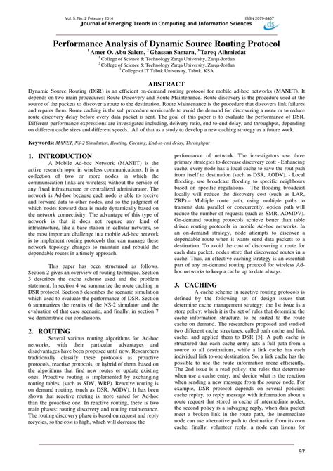pdf performance analysis of dynamic source routing protocol