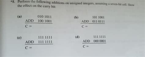 solved 18 perform the following additions on unsigned
